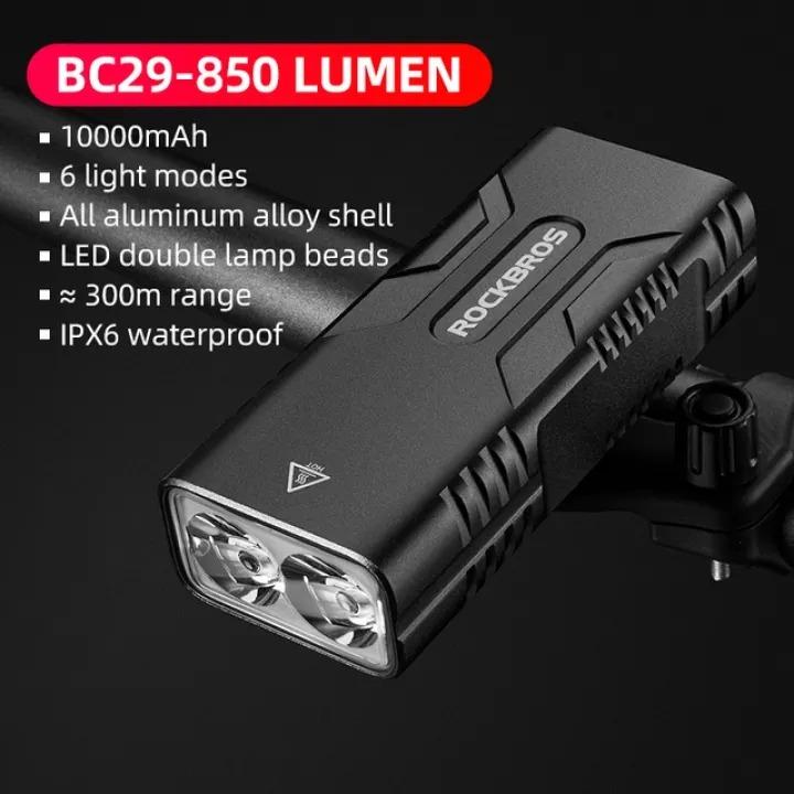 ROCKRBOS Bike Head LED Light BC29 10000mAh 850 Lumen/ BC32 2400mAh 600 ...