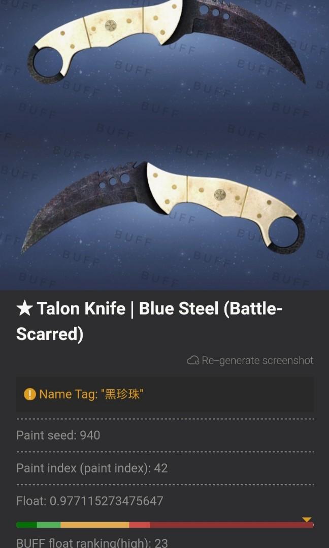 Talon Knife Blue Steel BS, Video Gaming, Gaming Accessories, In-Game ...
