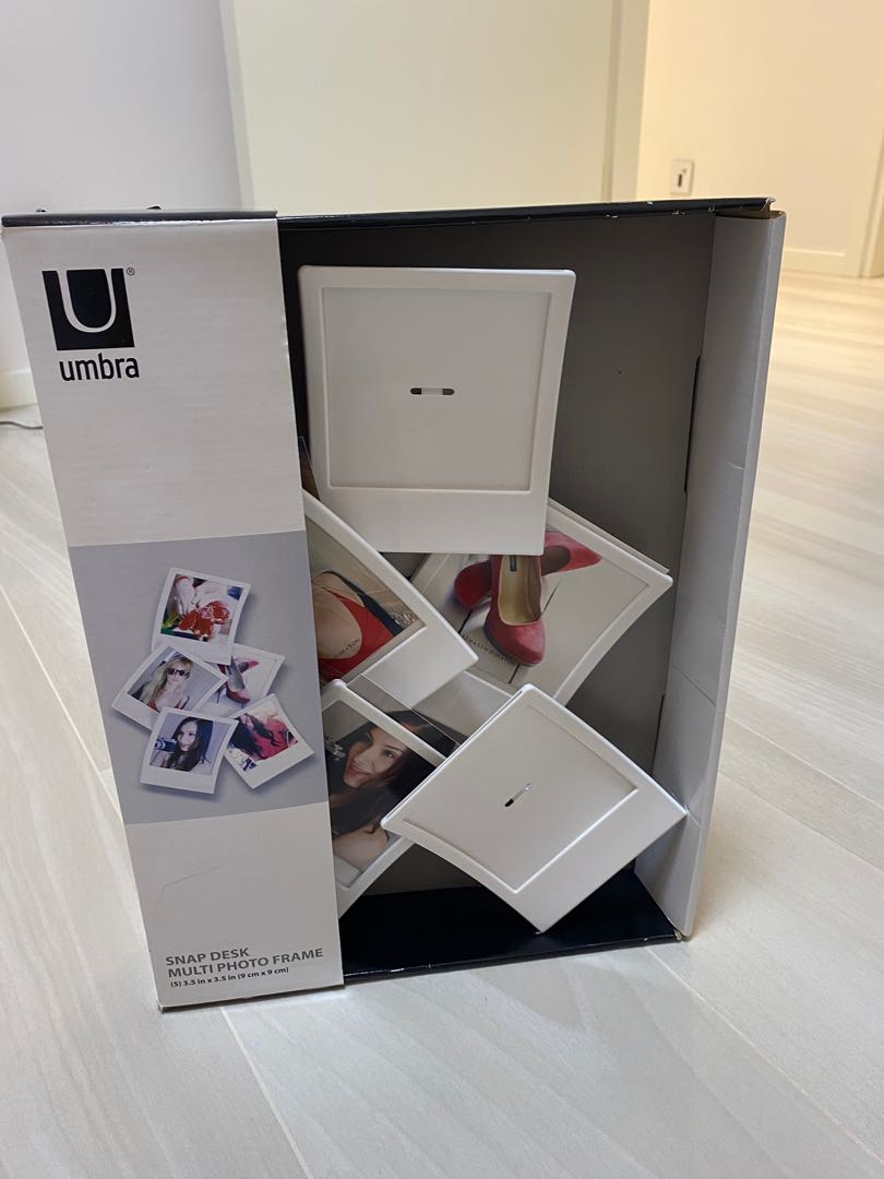 Umbra Snap Desk Multi Photo Frame Holds 5 Pictures White Polaroid Style ...