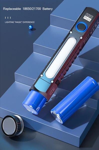 WARSUN SQ03 PLUS P50 1000lm With COB Sidelight Type-C USB Rechargeable 21700 EDC Flashlight ...