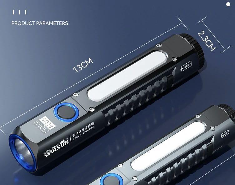 WARSUN SQ03 PLUS P50 1000lm With COB Sidelight Type-C USB Rechargeable 21700 EDC Flashlight ...