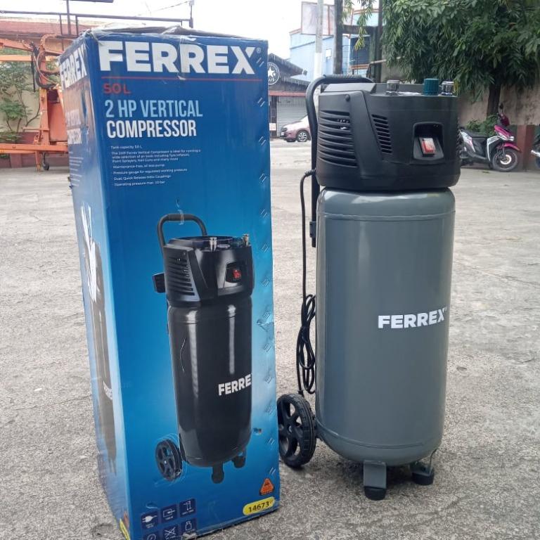 50L FERREX 2 HP VERTICAL COMPRESSOR, Furniture & Home Living, Home ...
