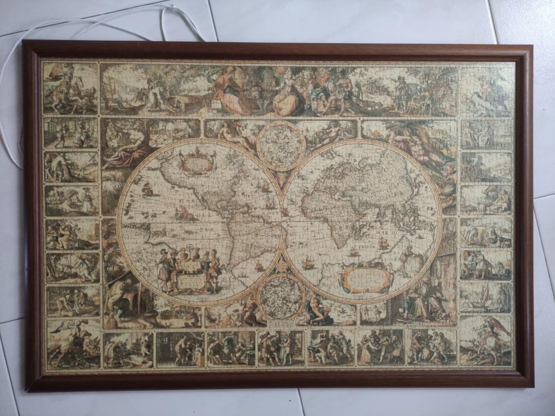 ☺️ Ancient Time World Map Picture Puzzles and Frame, Furniture & Home ...
