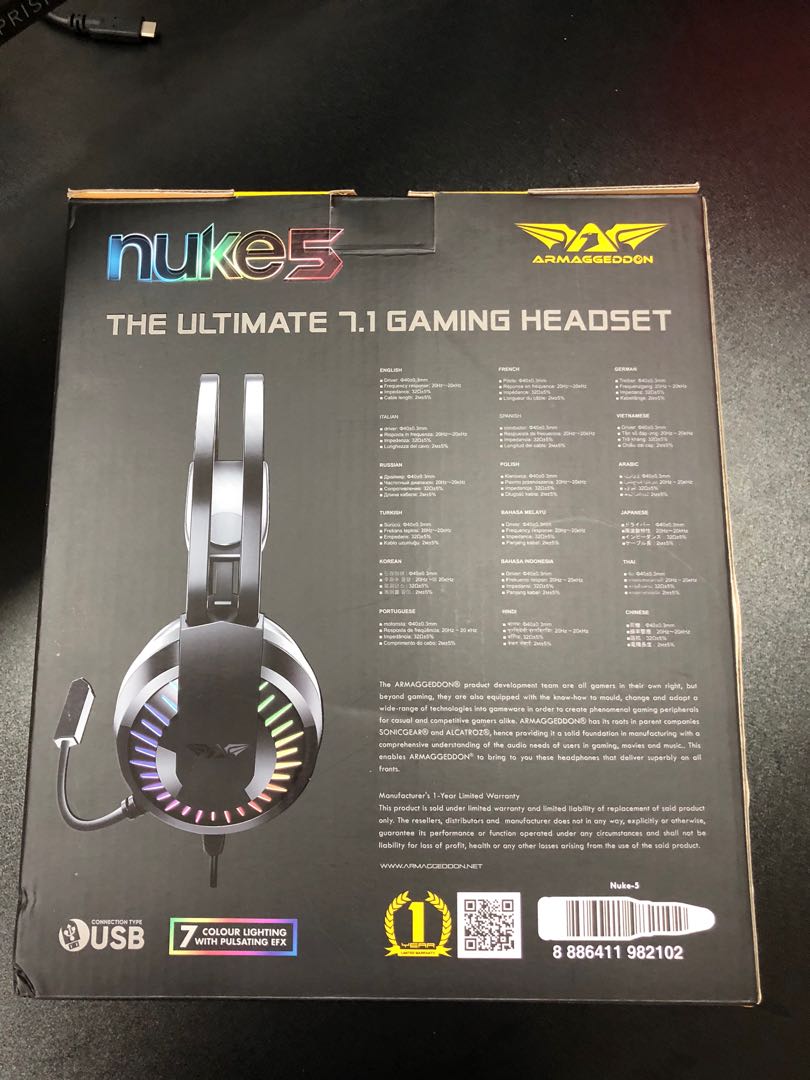 Armaggeddon Nuke 5 Surround Sound 7.1 Gaming Headphone | 40mm Large ...
