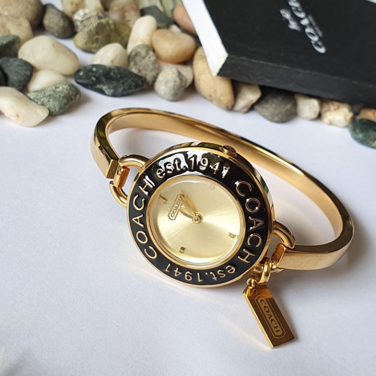 Coach 14501242 Phoebe Quartz Signature Brand Black Bezel Gold Dial Gold ...