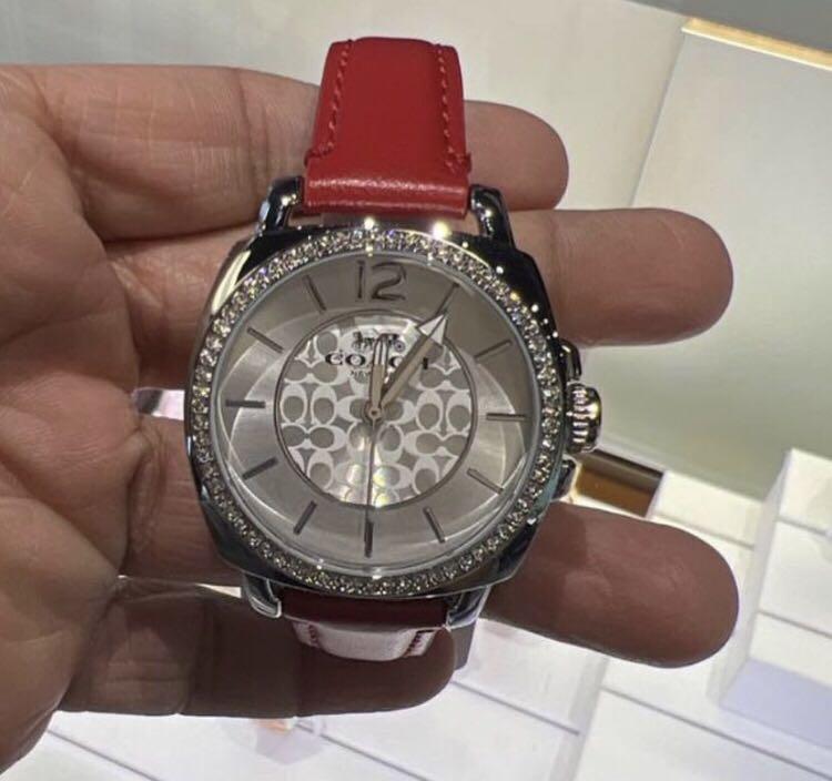 Coach Diamond Watch in Red, Luxury, Watches on Carousell
