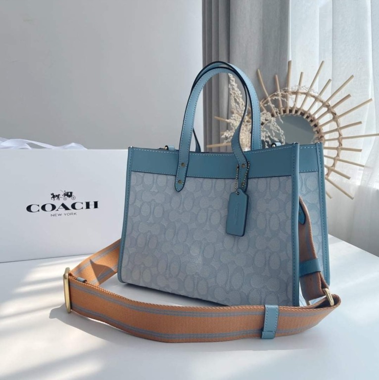Coach Field Tote 30 In Signature Jacquard Women's Top Handle With ...