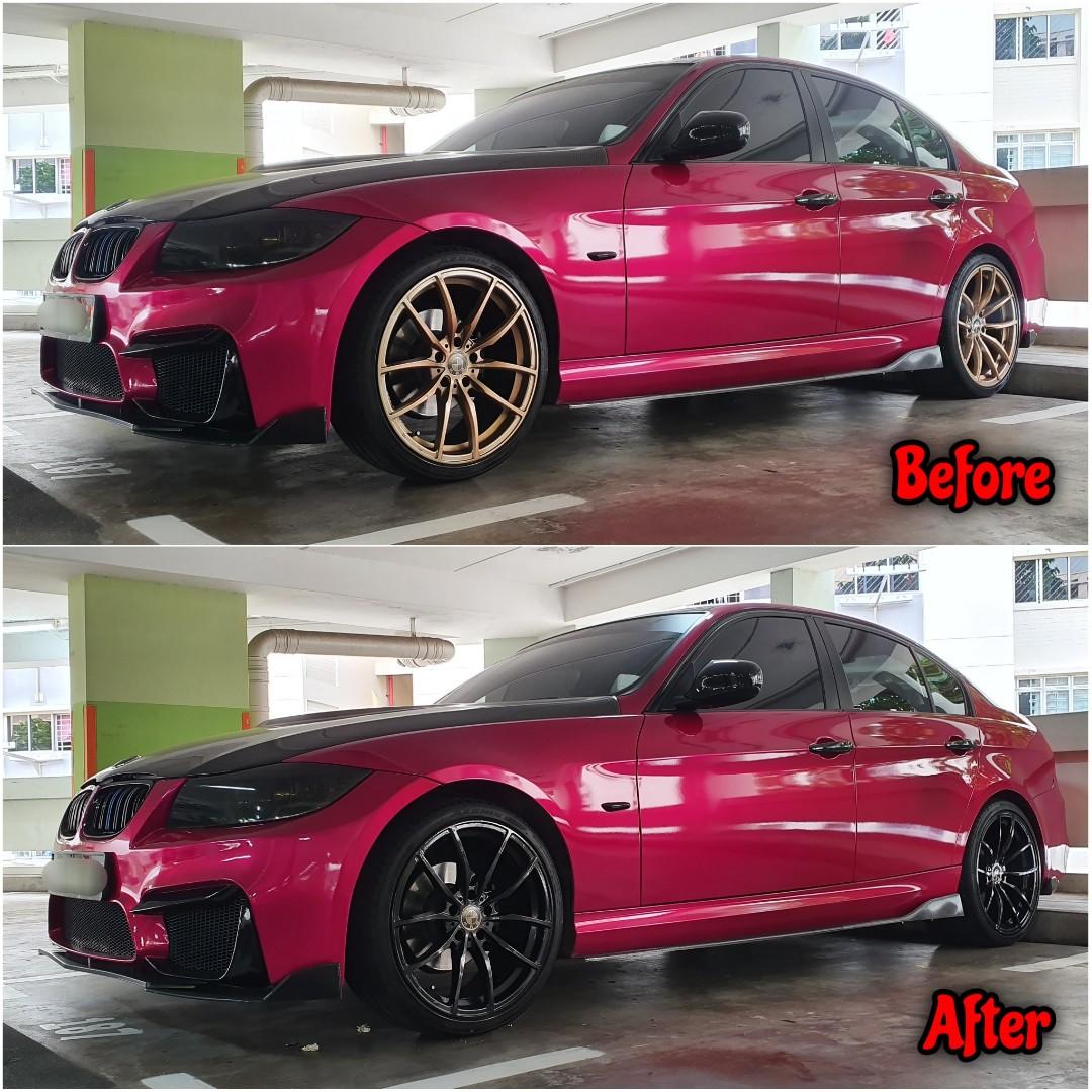 Gloss Black Hologram Rims Spray Paint Service On (BMW 318), Car ...