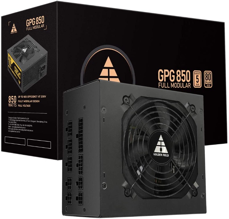 GOLDEN FIELD GPG 80+ Gold 850W PC Power Supply Unit, Fully Modular ...