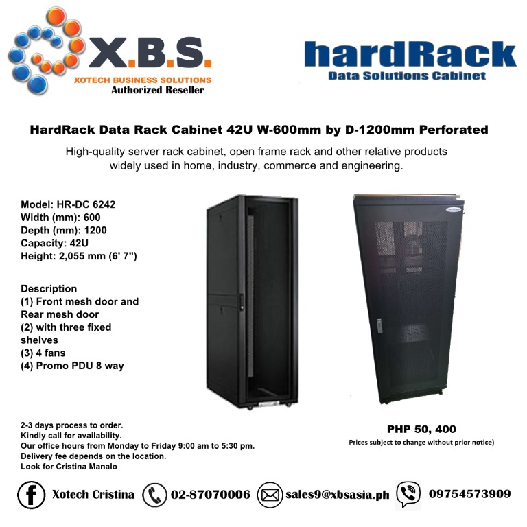 HardRack Data Rack Cabinet 42U W-600mm by D-1200mm Perforated ...