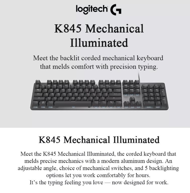 Logitech K845 Mechanical Illuminated Wired Keyboard (Linear Switch ...