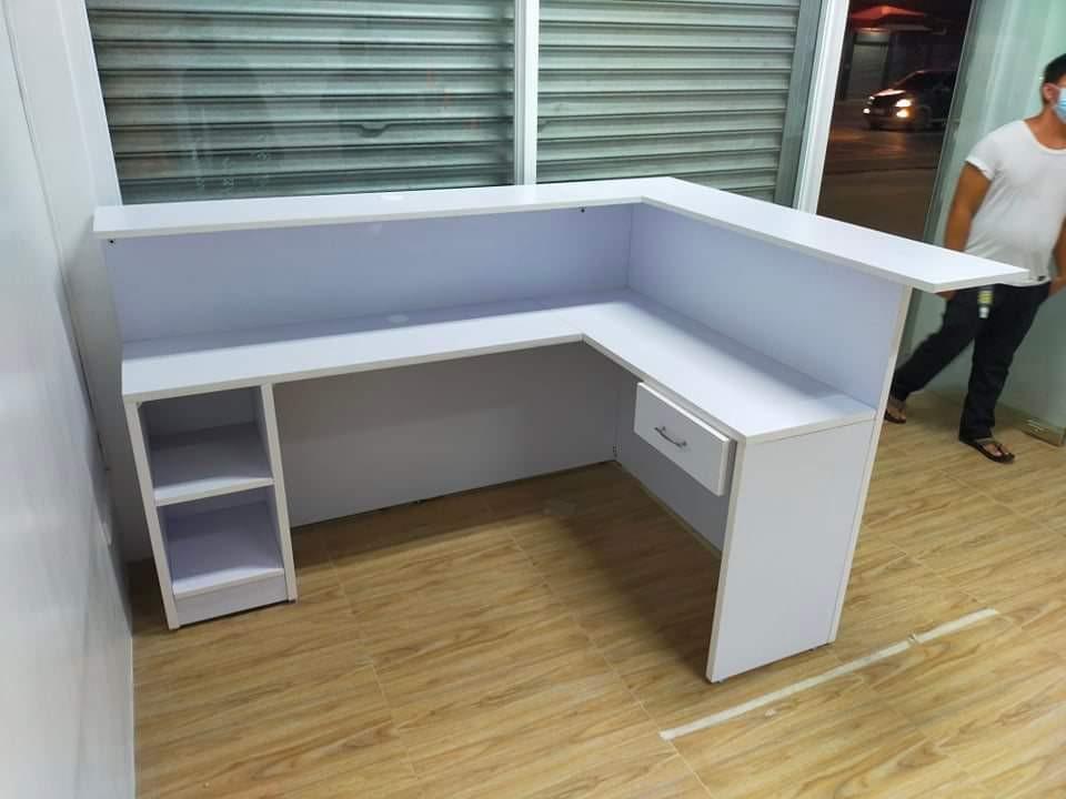 L-TYPE RECEPTION COUNTER DESK TABLE CUSTOMIZE, Furniture & Home Living ...