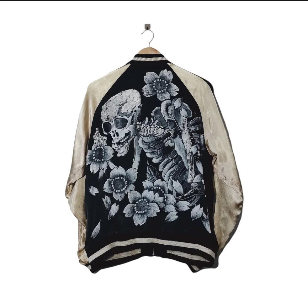 Rare reversible skull Sakura Sukajan jacket, Men's Fashion, Coats ...