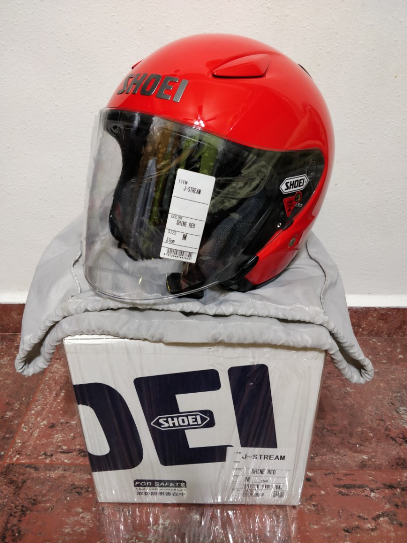 Shoei J-stream Shine Red, Motorcycles, Motorcycle Apparel on Carousell