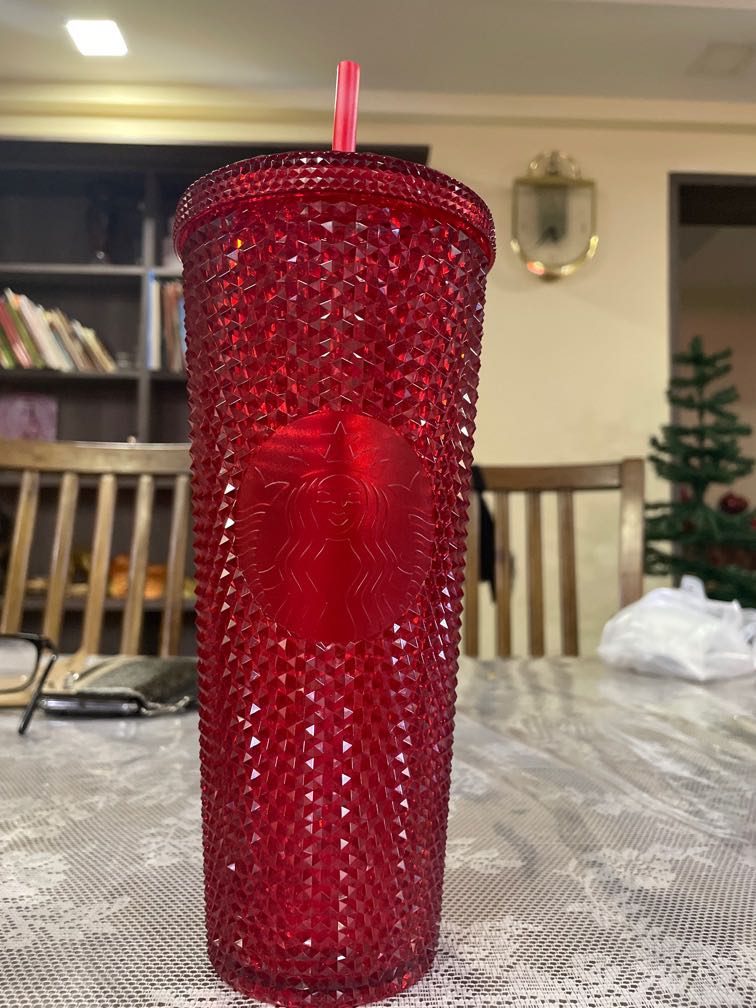 Starbucks Ruby Red Tumbler with straw (24Oz), Food & Drinks, Beverages ...