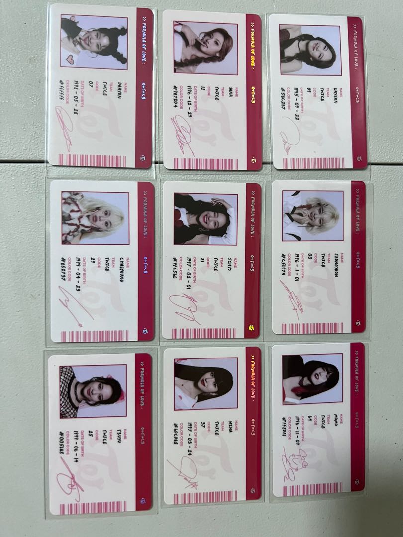 TWICE Formula of love ID CARDS (selling as set ONLY), Hobbies & Toys ...
