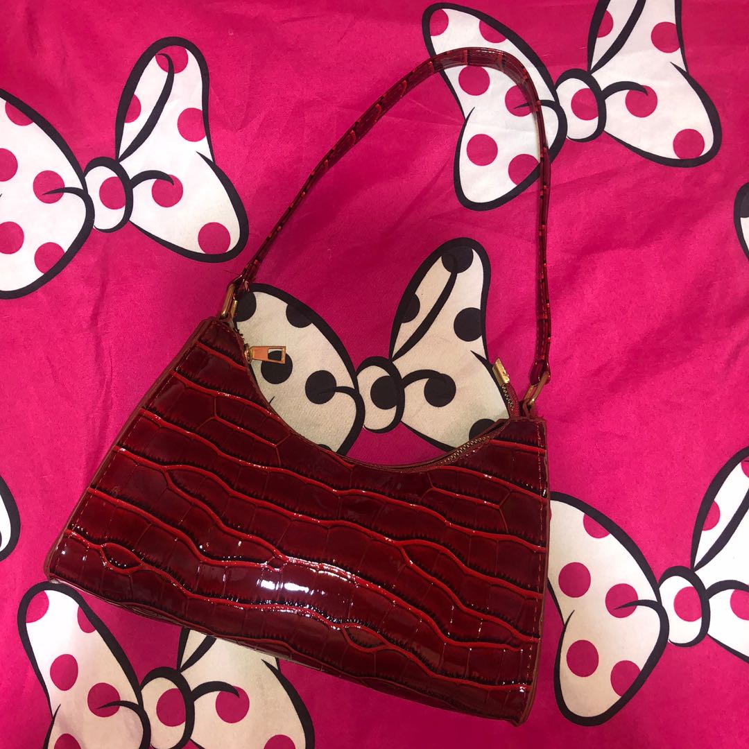 y2k red leather shoulder bag, Women's Fashion, Bags & Wallets, Shoulder ...