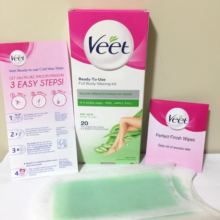 [20 Wax Strips] Veet Dry Skin Body Legs Aloe Vera Green Tea Scent Hair ...