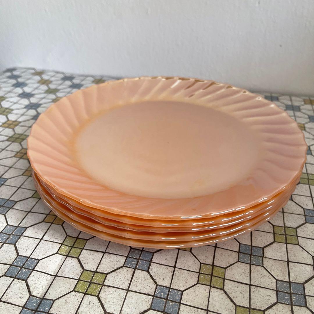 RESERVED - 5 vintage glass Termocrisa marigold peach lustre swirl ...