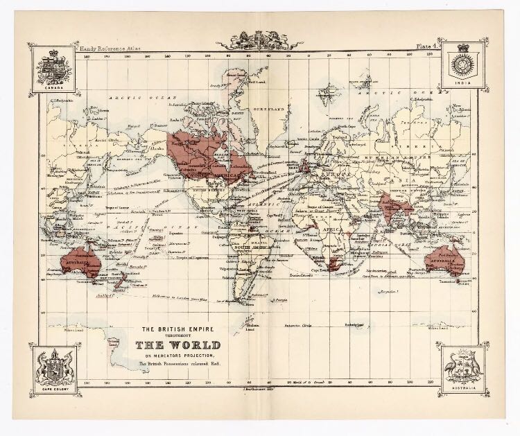 Antique Small Original Map of The World Scottish 1888, Hobbies & Toys ...