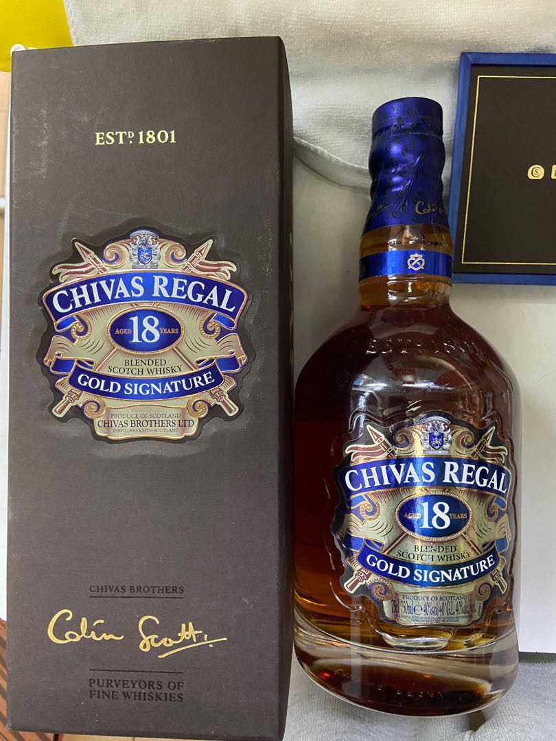 Chivas Regal 18 Years Old Gold Signature Blended Scotch Whisky, 嘢食 & 嘢飲, 酒精飲料 - Carousell