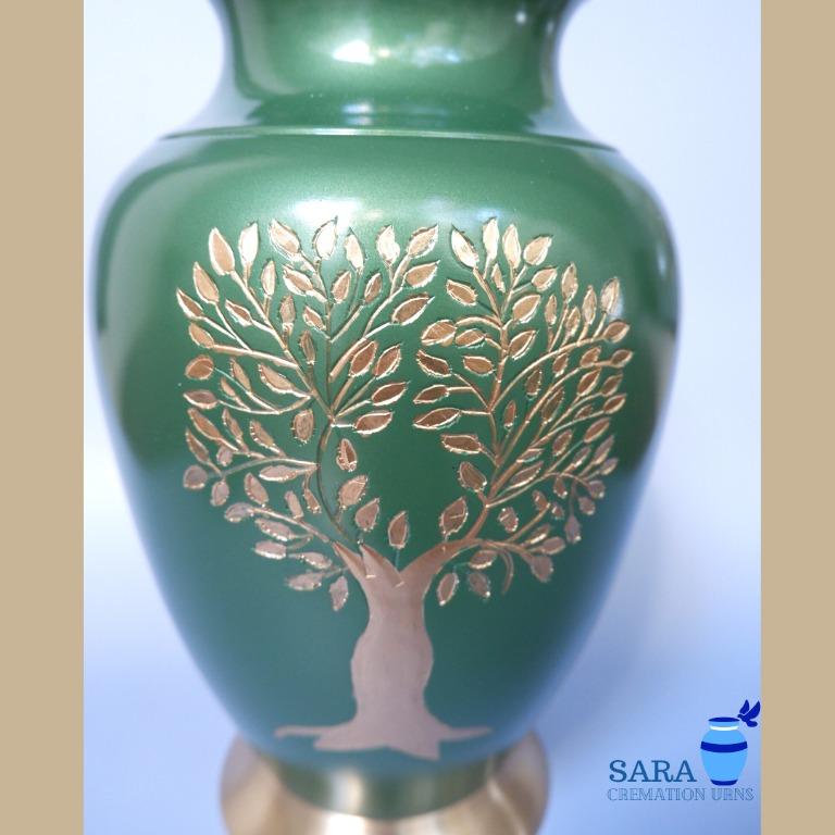 [saraurnsph] Tree of Life Brass Urn Cremation Urn Jar Green Urn Metal ...