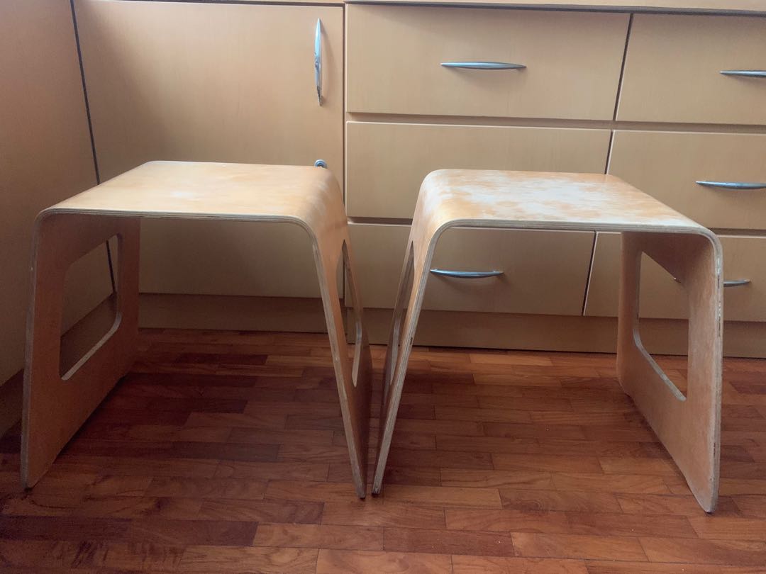 IKEA Benjamin Wood Stools (2 Available), Furniture & Home Living ...
