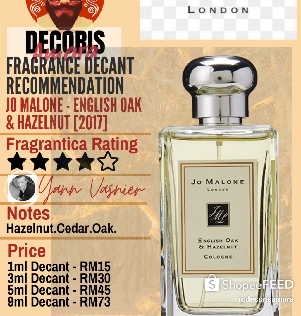 Jo Malone English Oak & Hazelnut - Perfume Decant, Beauty & Personal ...