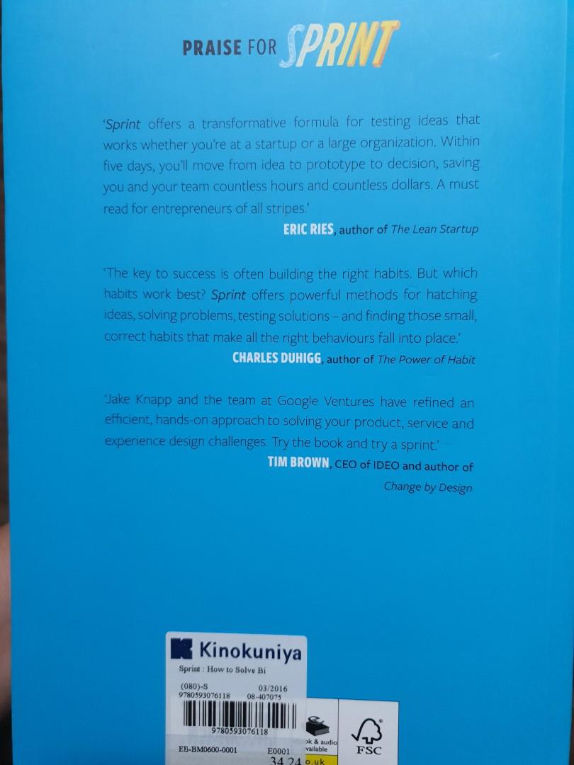Management book (Sprint - by Jake Knapp), Hobbies & Toys, Books ...