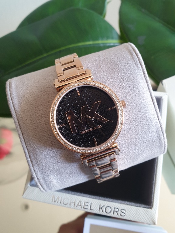 Michael Kors Sofie MK4335 Three-Hand Rose Gold , Black Dial, Women's ...