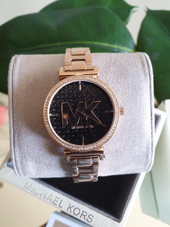 Michael Kors Sofie MK4335 Three-Hand Rose Gold , Black Dial, Women's ...