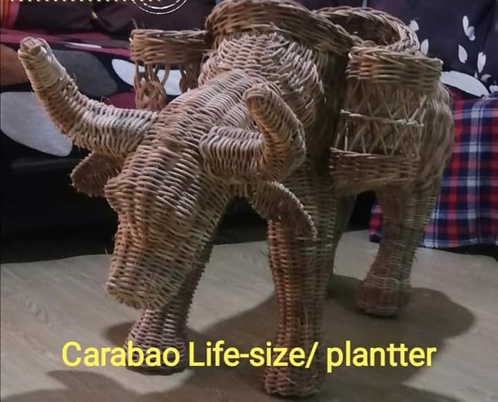 Native Rattan Planter Stand Rattan Animal Planter Decor Carabao Planter ...