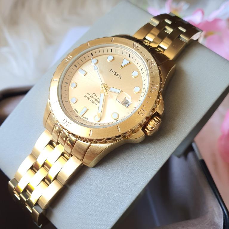 Original Fossil ES4745 Three-Hand Date Two-Tone Women's Watch-Gold With ...