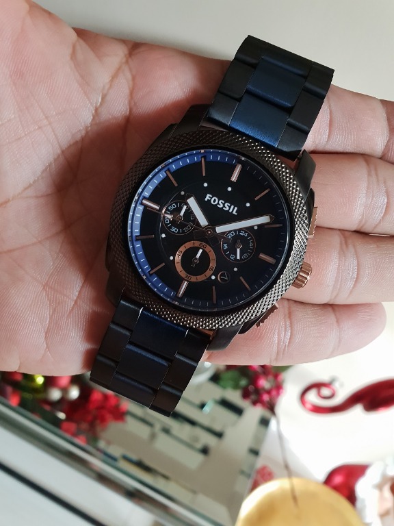 Original Fossil FS5164 Machine Stainless Steel and Silicone Chronograph ...