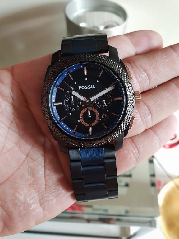 Original Fossil FS5164 Machine Stainless Steel and Silicone Chronograph ...