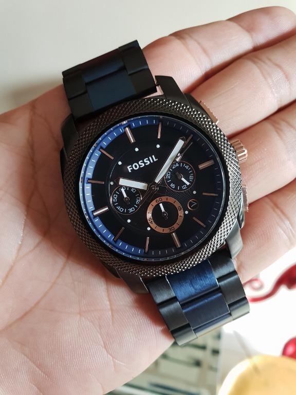 Original Fossil FS5164 Machine Stainless Steel and Silicone Chronograph ...