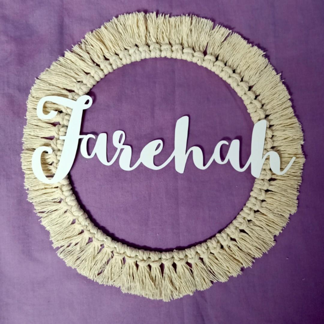 Personalised Macrame with Name, Furniture & Home Living, Home Decor ...