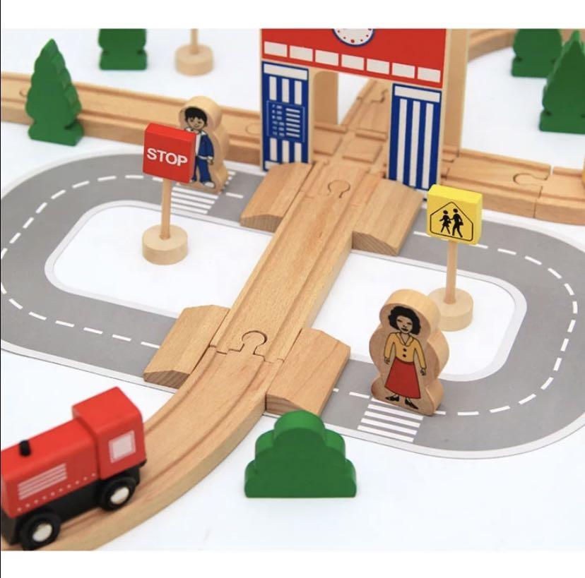 [Ready Stock] 50psc Wooden Train Set, Babies & Kids, Infant Playtime on ...