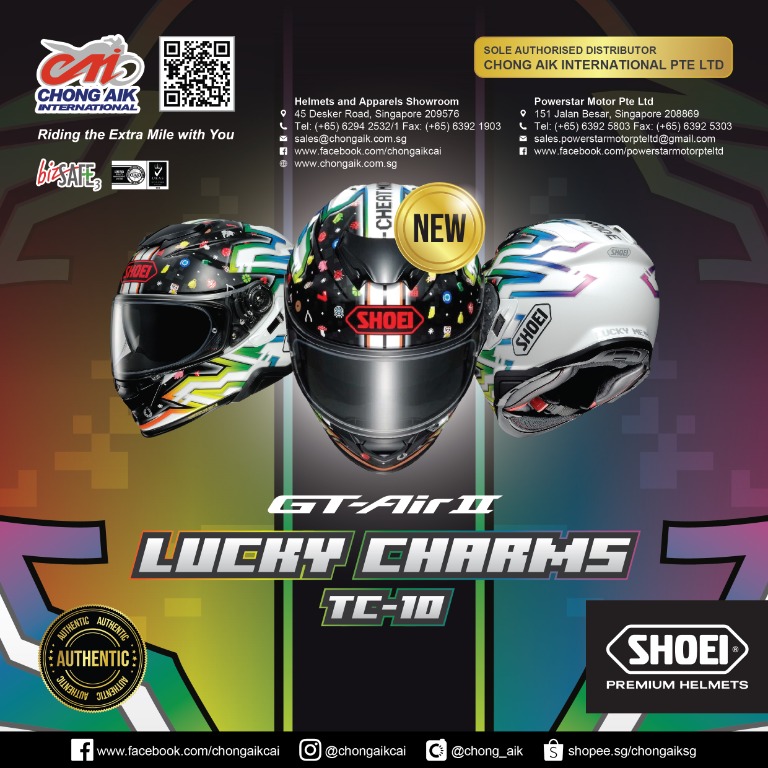 SHOEI Gt-Air II Lucky Charms TC10, Motorcycles, Motorcycle Apparel on Carousell