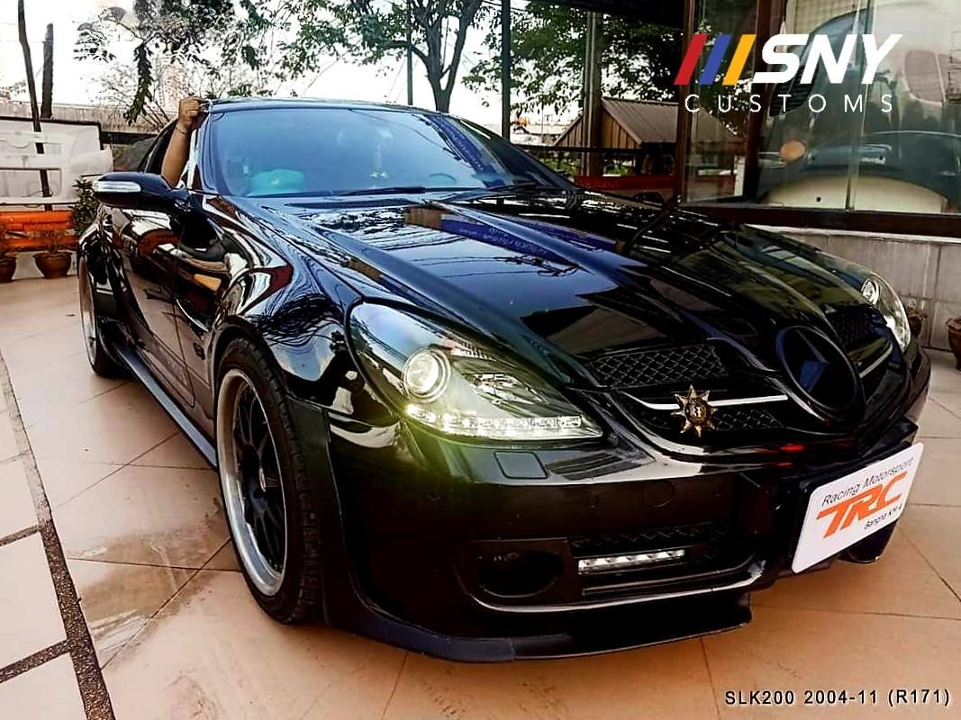 SLK R171 projector smoke Headlamps DRL led headlights Angel eyes Halo ...