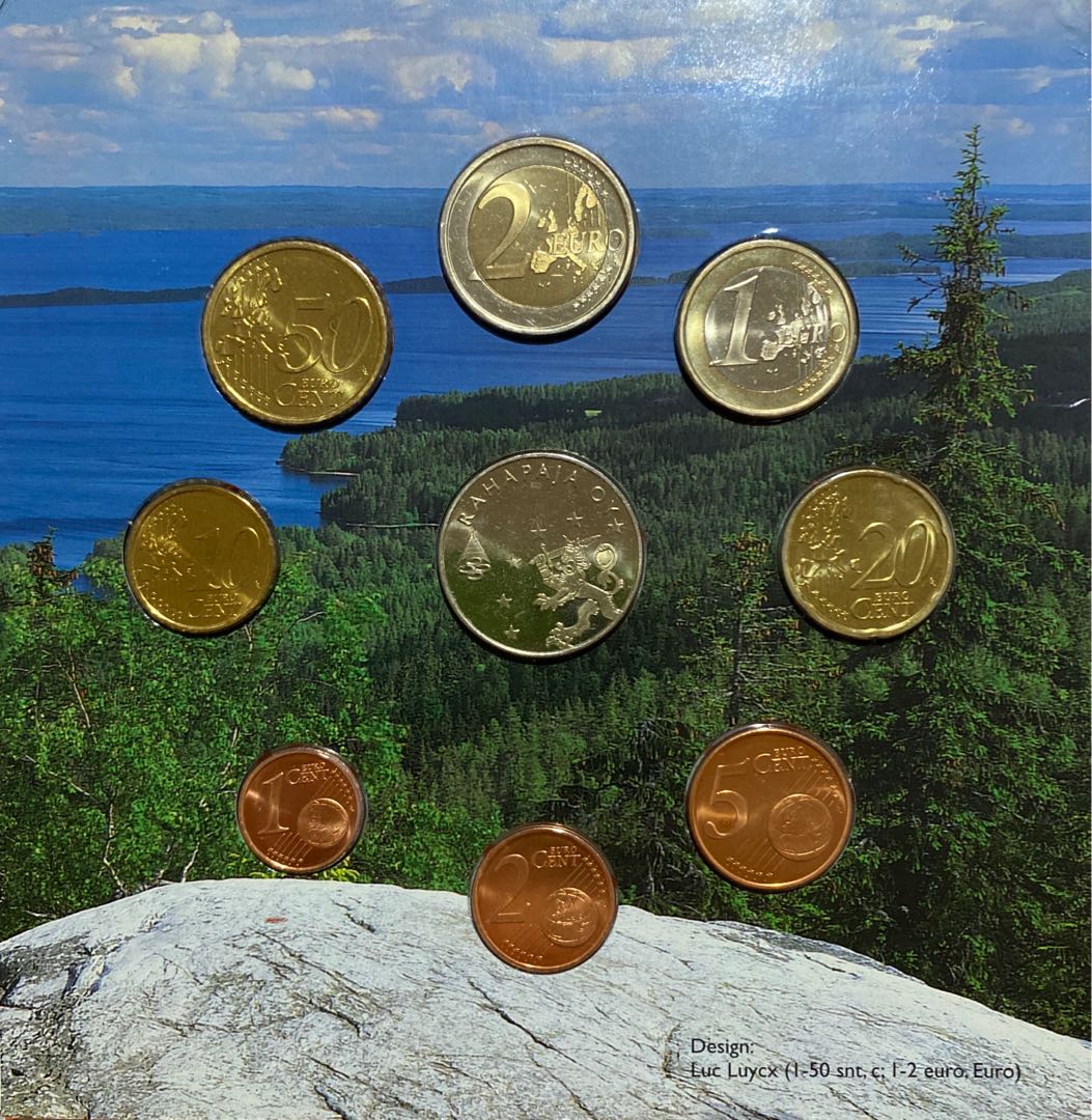 Soumi Finland 2002 Original Government Euro Set 8 Coins + Jeton ...