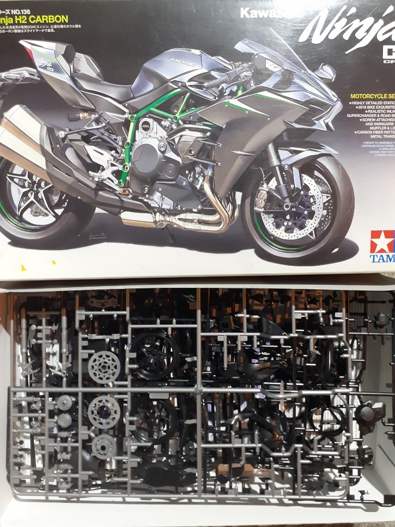 Tamiya 14136 Kawasaki Ninja H2 Carbon 1/12 scale kit 川崎忍者 欠說明書己砌一部份有機會不 ...
