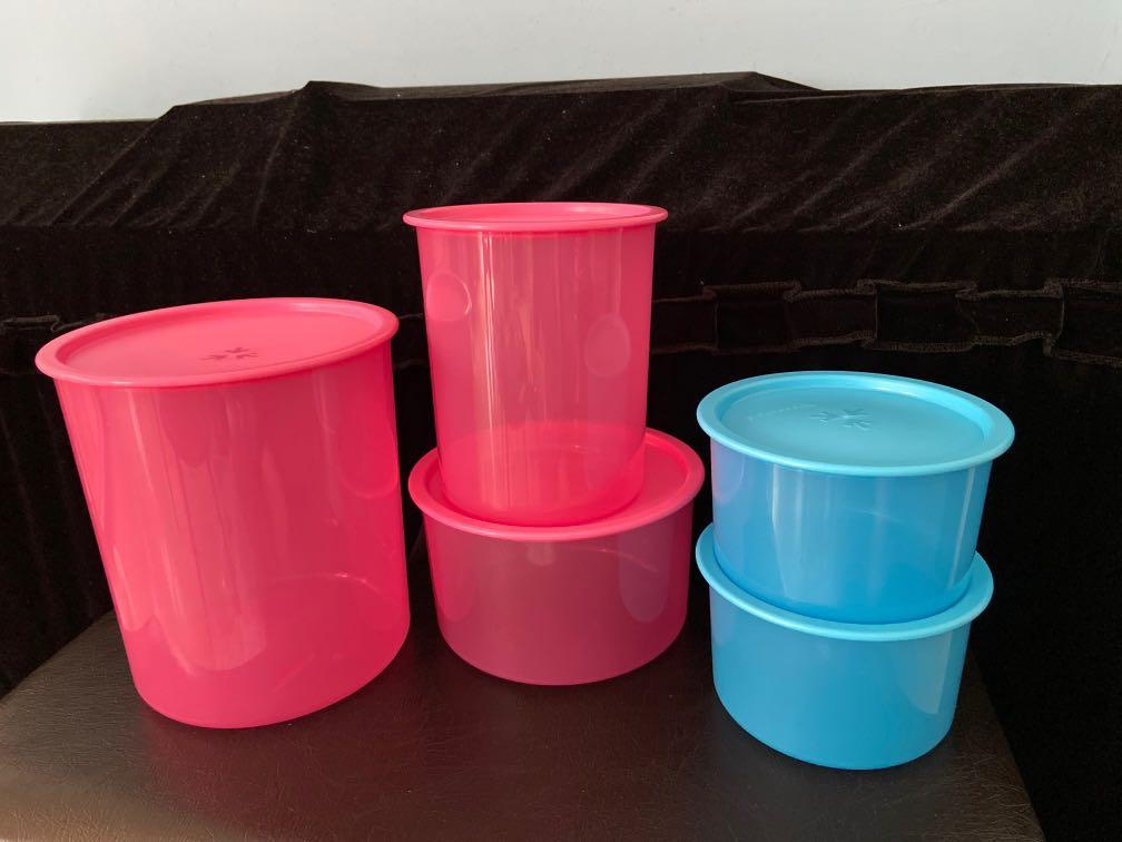 Tupperware One Touch Topper Canister Round, Furniture & Home Living, Kitchenware & Tableware ...