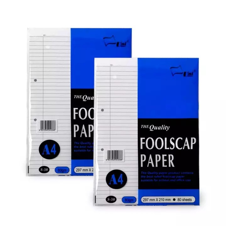Uni A4 Foolscap paper 80 Sheets 80gsm 8mm ( Broad Lines) BUNDLE OF 2 ...