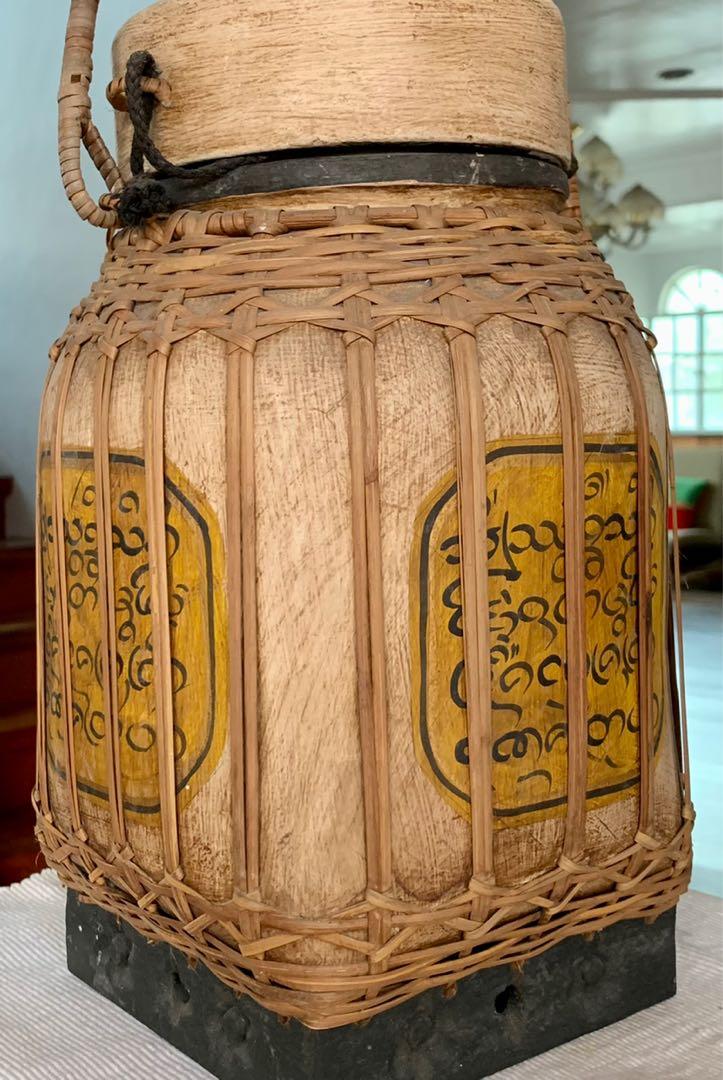 Vintage Thai rice box with Lanna script giving blessings, Hobbies ...