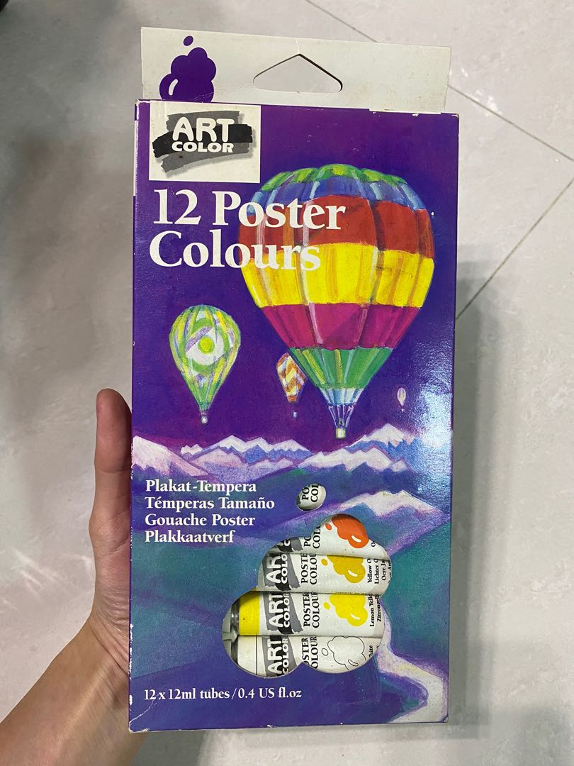 12 Poster Colours, 興趣及遊戲, 手作＆自家設計, 文具 - Carousell