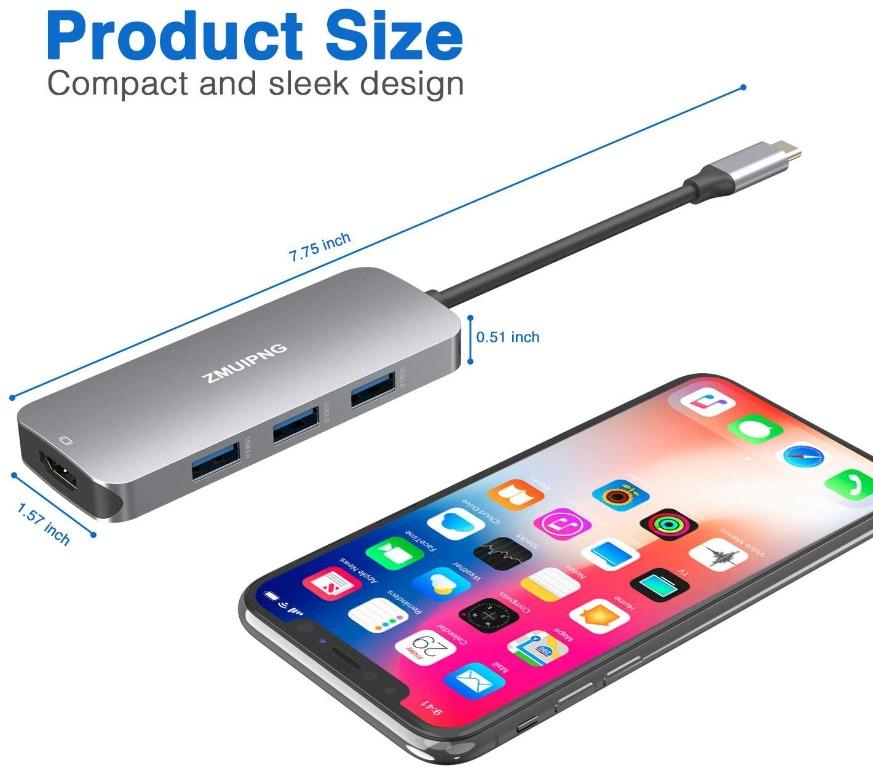 [BNIB] ZMUIPNG (ZM1806) 7-in-1 USB C Multi-Port Hub for MacBook Pro Air ...