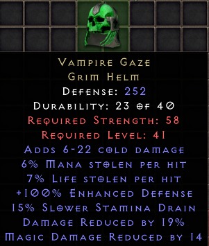 Diablo 2 Resurrected Vampire Gaze (Helm), Video Gaming, Gaming ...