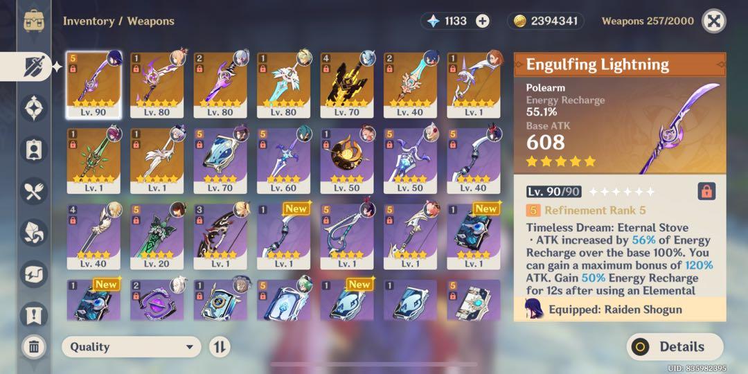 Genshin Impact C6 Baal & Engulfing Lightning R5 AR 55 ( READ ...