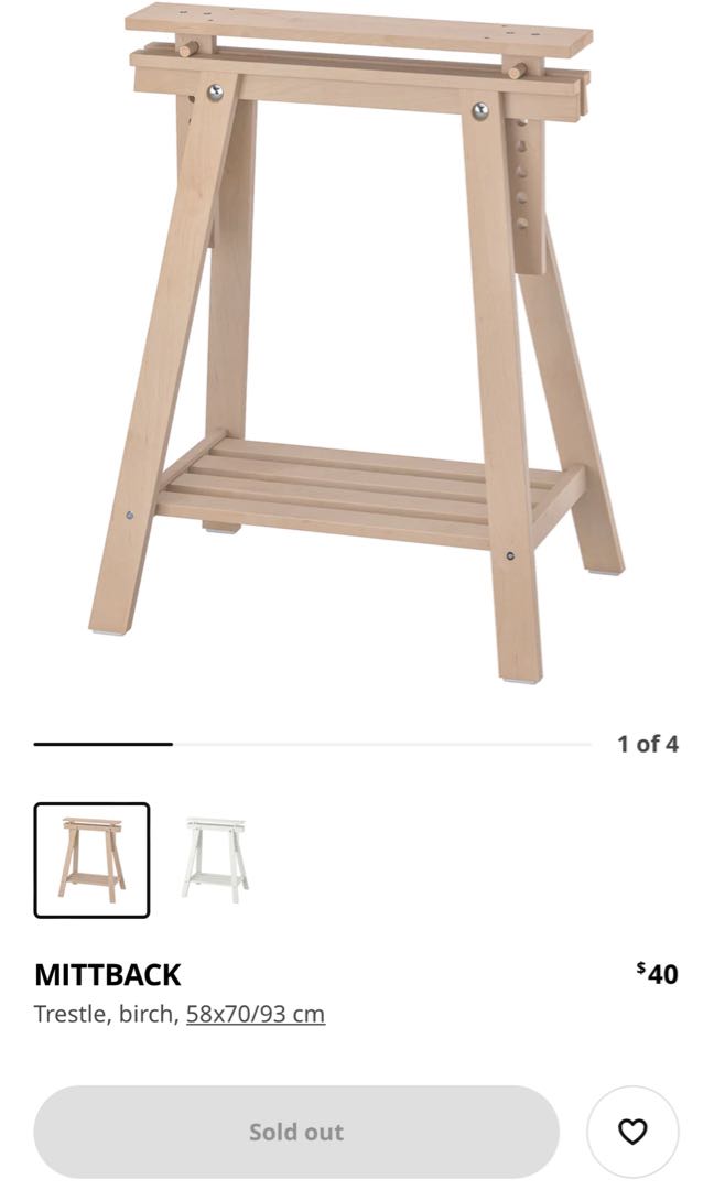 IKEA Mittback Trestle Desk Legs, Furniture & Home Living, Furniture ...